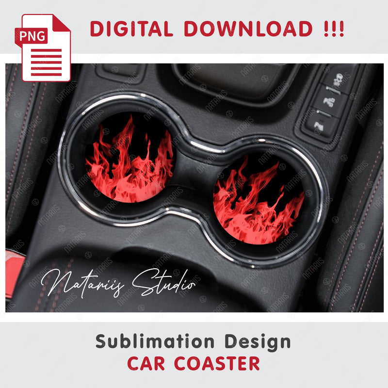 Realistic FIRE Design. Coaster Sublimation Template. - So Fontsy