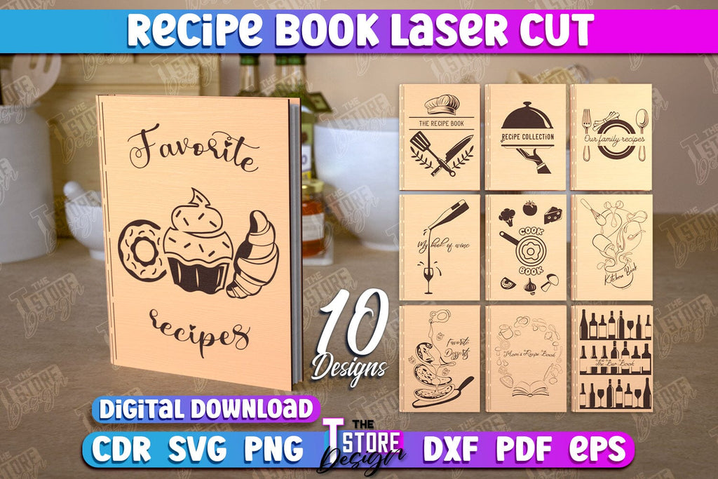 Recipe Book Bundle | Book Cover | Cookbook Recipes | Wooden Binder ...
