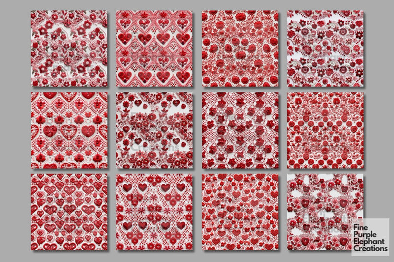 Embroidered Grandma Hearts Digital Paper | Printable Cottagecore ...