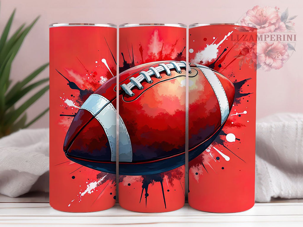Red Football 20oz Sports Tumbler, Football Tumbler, Red Football ...