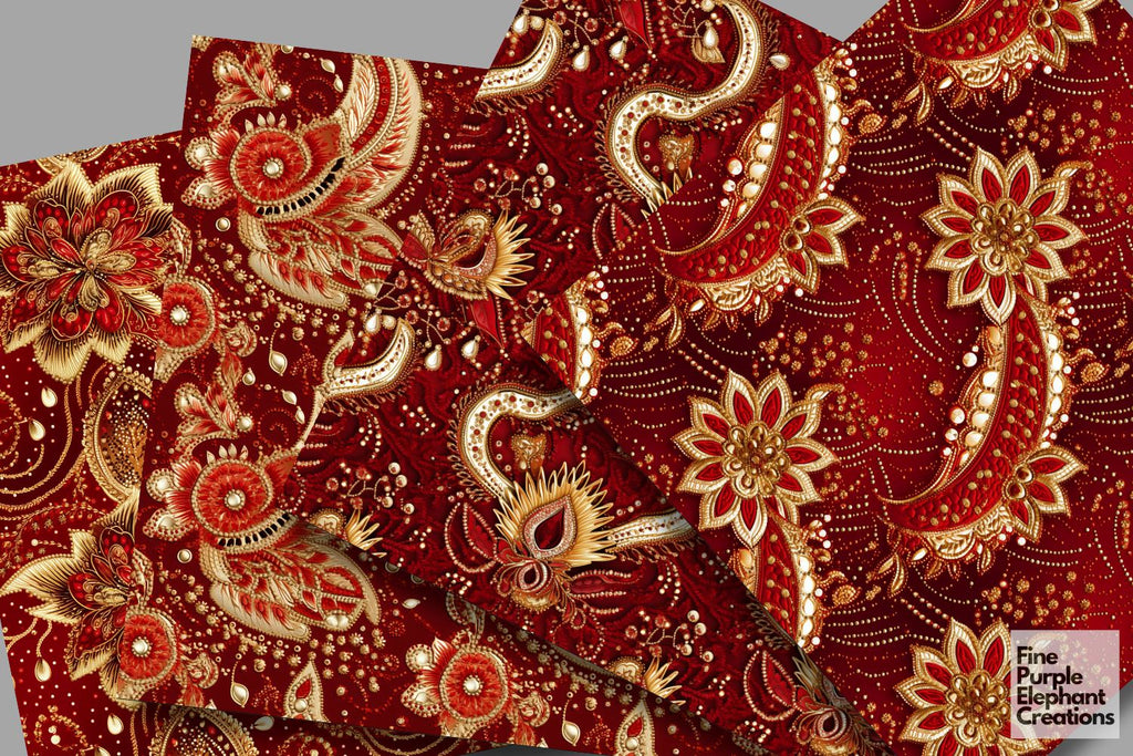 Red Gold Indian Wedding Hindu Pattern - So Fontsy