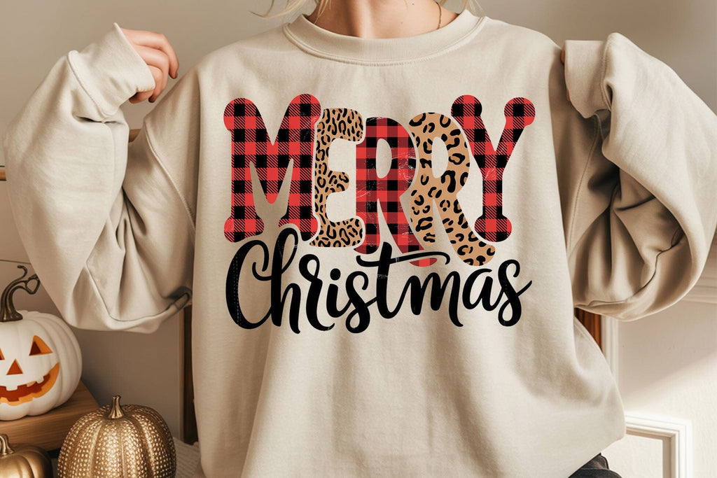 Red Plaid Merry Christmas, Cheetah Print - So Fontsy