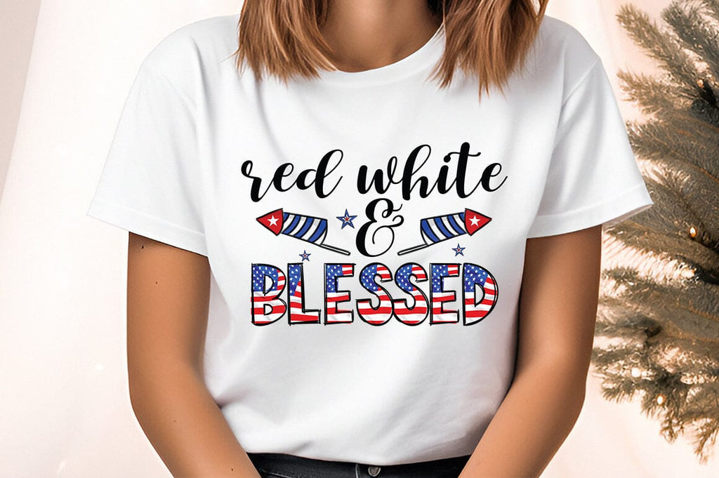 Red white and blessed PNG Design - So Fontsy