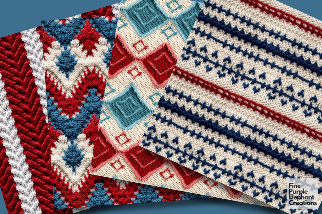 Red White and Blue Knit Fabric Texture Sublimation - So Fontsy