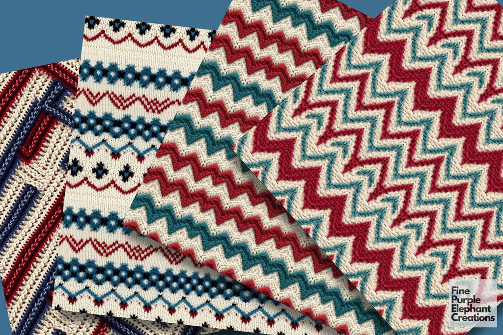 Red White and Blue Knit Fabric Texture Sublimation - So Fontsy