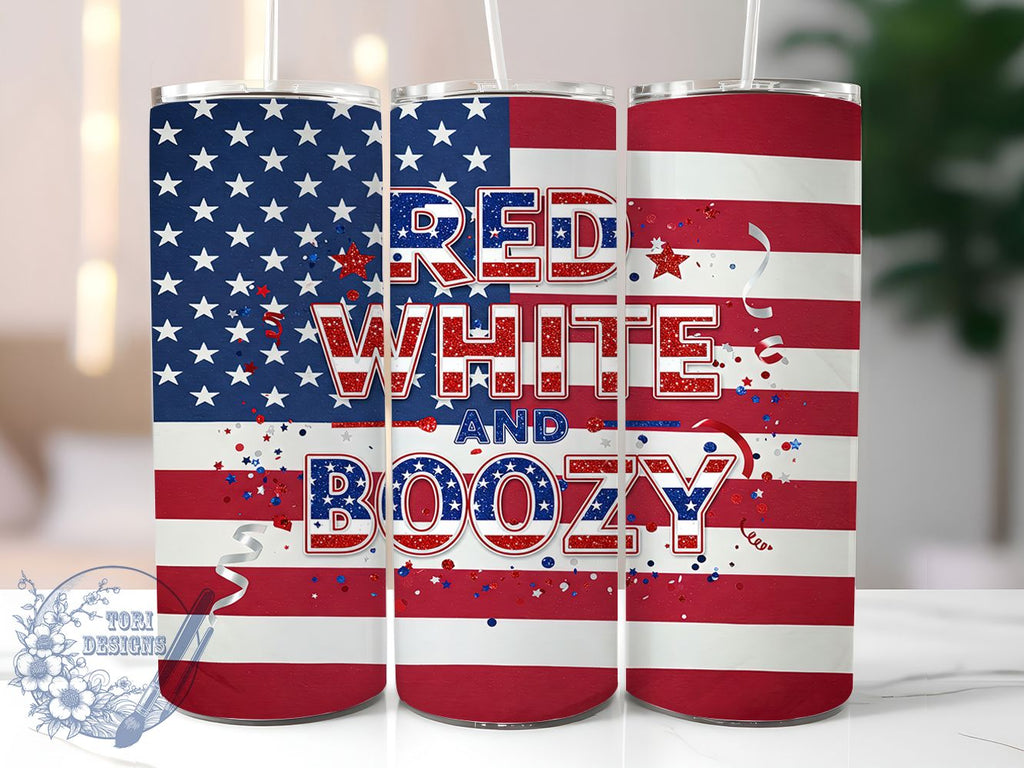 Red White Boozy Patriotic Tumbler, American Flag Wrap, Patriotic ...