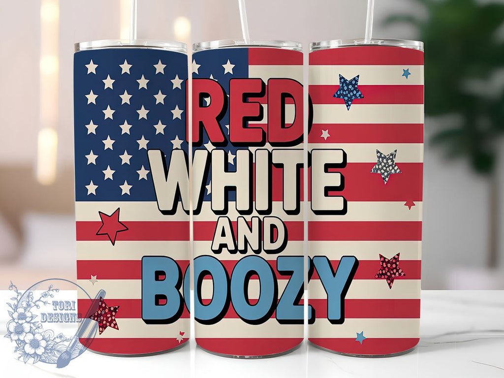 Red White Boozy Patriotic Tumbler, American Flag Wrap, Patriotic ...