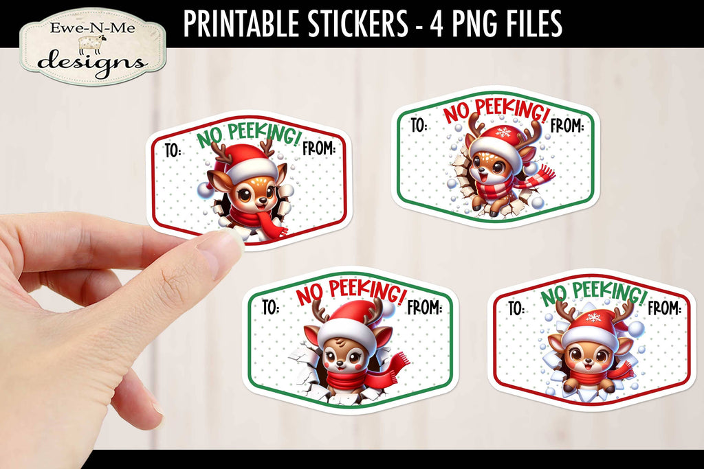 Reindeer 3D Printable Gift Tag Stickers | Reindeer Stickers - So Fontsy