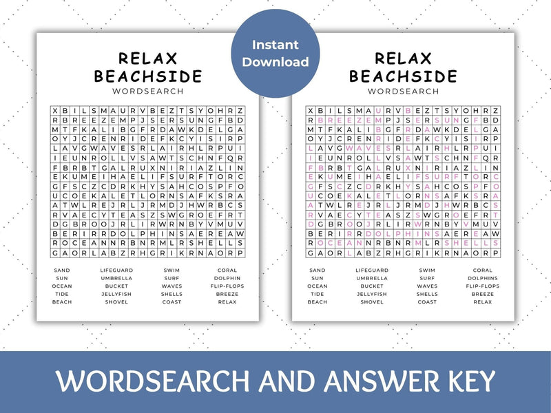 Relax Beachside Wordsearch | Printable Activity - So Fontsy