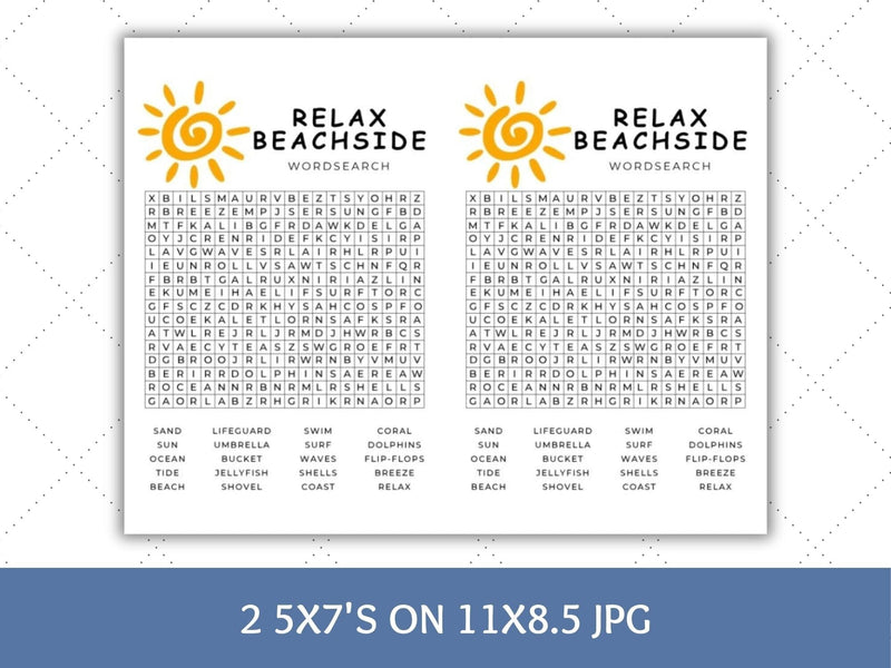 Relax Beachside Wordsearch | Printable Activity - So Fontsy