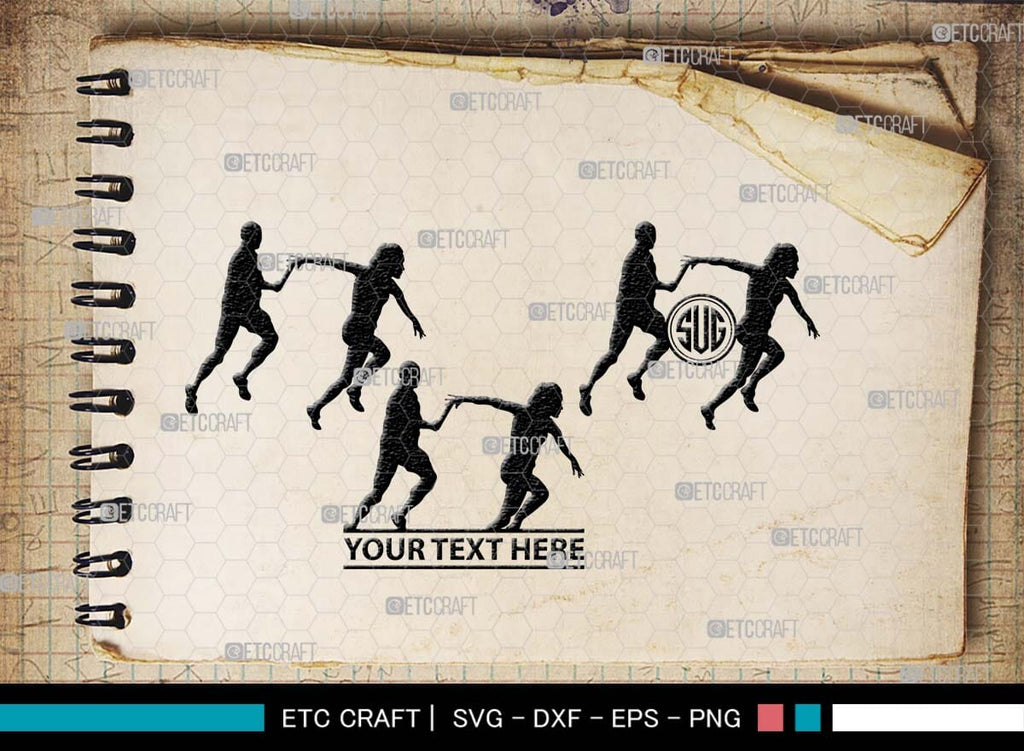 Relay Runners Monogram, Relay Runners Silhouette, Relay Runners SVG ...