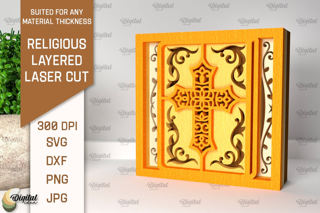 Religious Layerd Laser Cut. Christian Decor SVG - So Fontsy