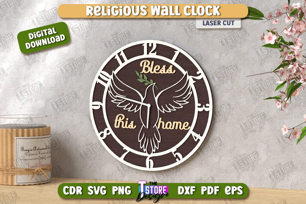 Religious Wall Clock Laser Cut | Decorative Clock | Christian Symbol ...