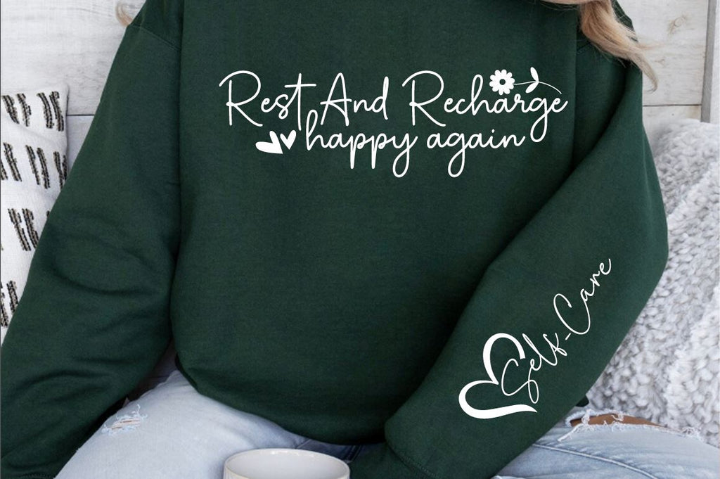 Rest and recharge happy again Sleeve SVG Design - So Fontsy