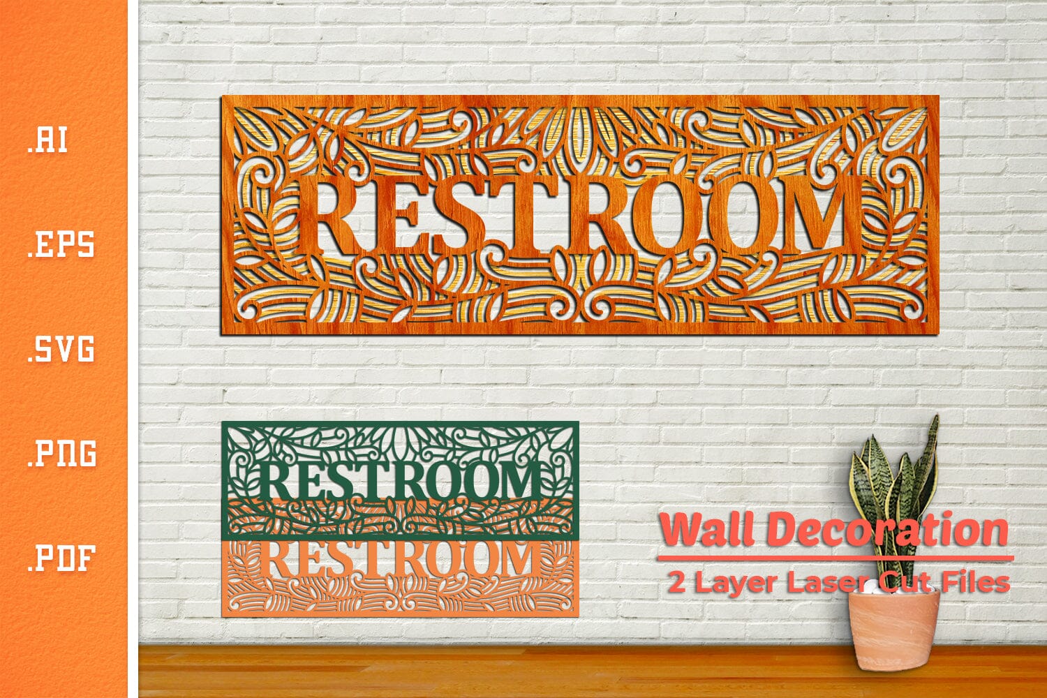 Restroom Wall Sign - Laser Cut SVG - So Fontsy