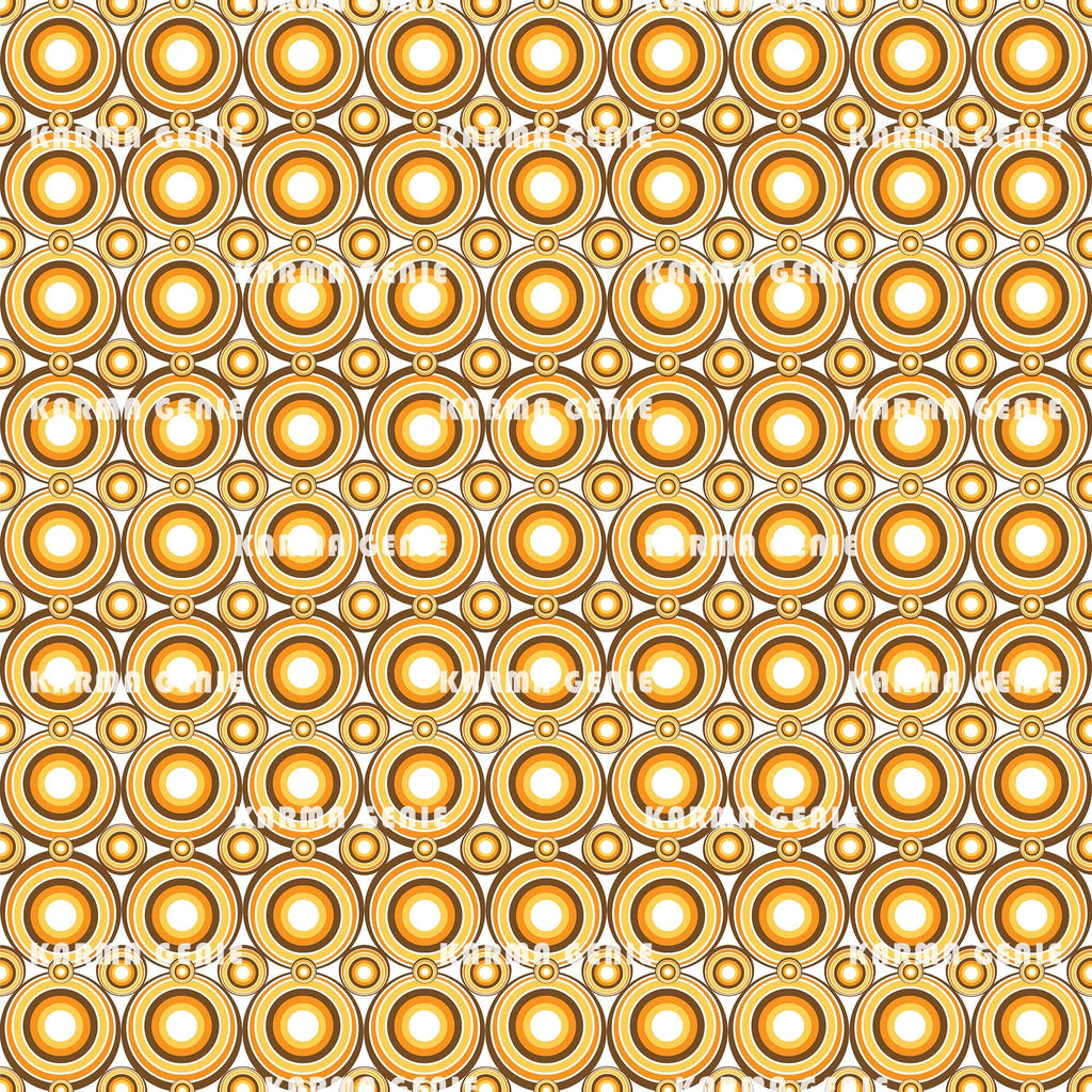 Retro 60s 70s Vintage Mid Century Orange And Brown Circles Pattern ...