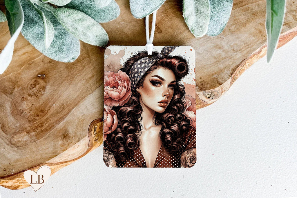 Retro Air Freshener, Pin Up Car Freshie Sublimation - So Fontsy