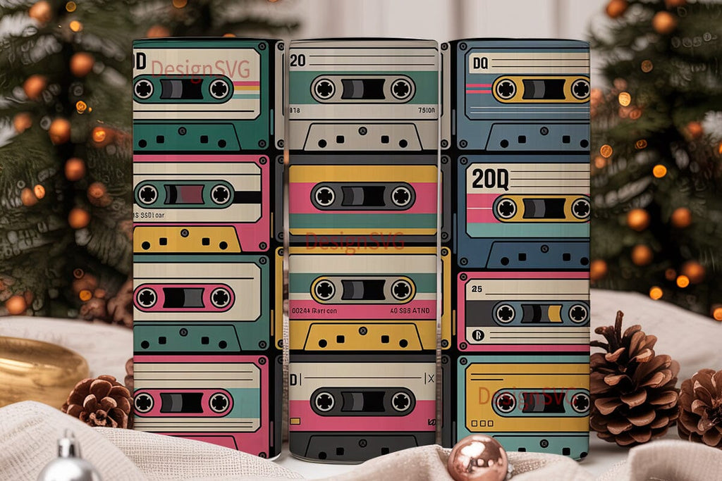 Retro Cassette Tapes 20oz Tumbler Wrap - So Fontsy