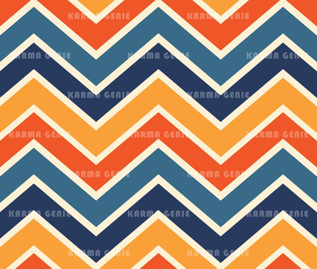 Retro Chevron 70s 80s Colorful Zig Zag Mid Century Pattern Digital ...