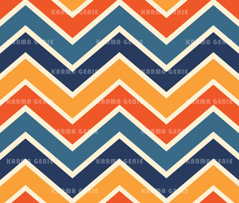 Retro Chevron 70s 80s Colorful Zig Zag Mid Century Pattern Digital ...