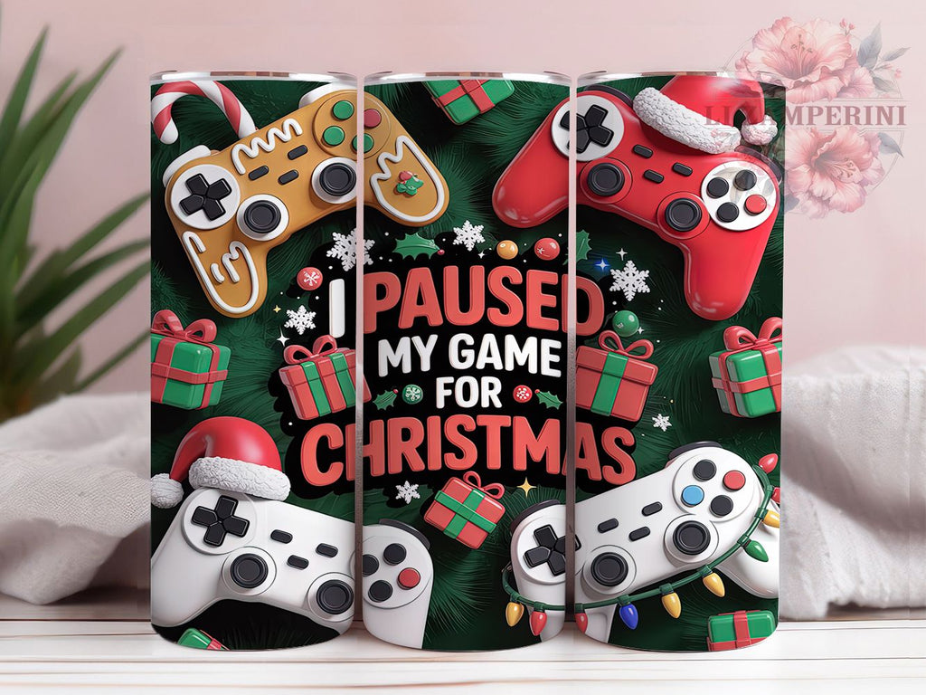Retro Christmas Gaming Controller Tumbler, Paused My Game For Christmas ...