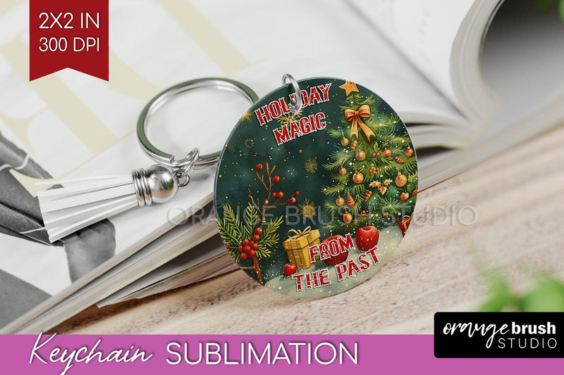 Retro Christmas Keychain PNG - Xmas Keychain Sublimation - So Fontsy