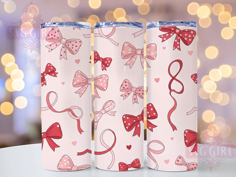 Retro Coquette Bow Tumbler, Retro Valentine Wrap, Romantic Bow Cup ...