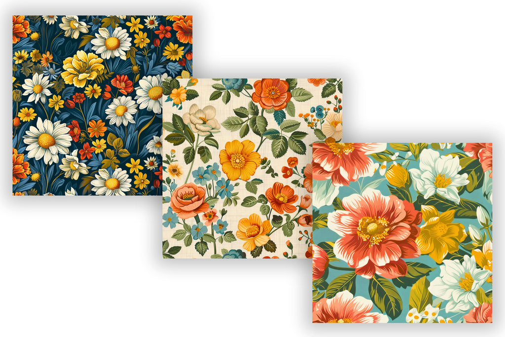 Retro Floral Garden: Vintage-Inspired Spring Flowers in Captivating ...