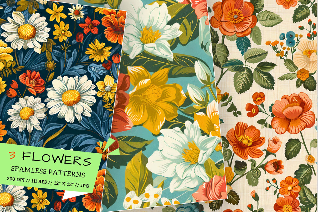 Retro Floral Garden: Vintage-Inspired Spring Flowers in Captivating ...
