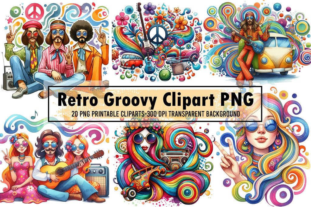 Retro Groovy Clipart PNG - So Fontsy