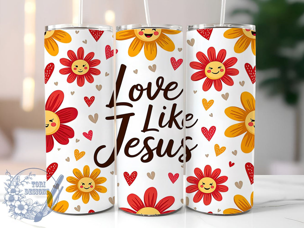 Retro Love Like Jesus 20oz Skinny Tumbler PNG, Christian Tumbler Wrap ...