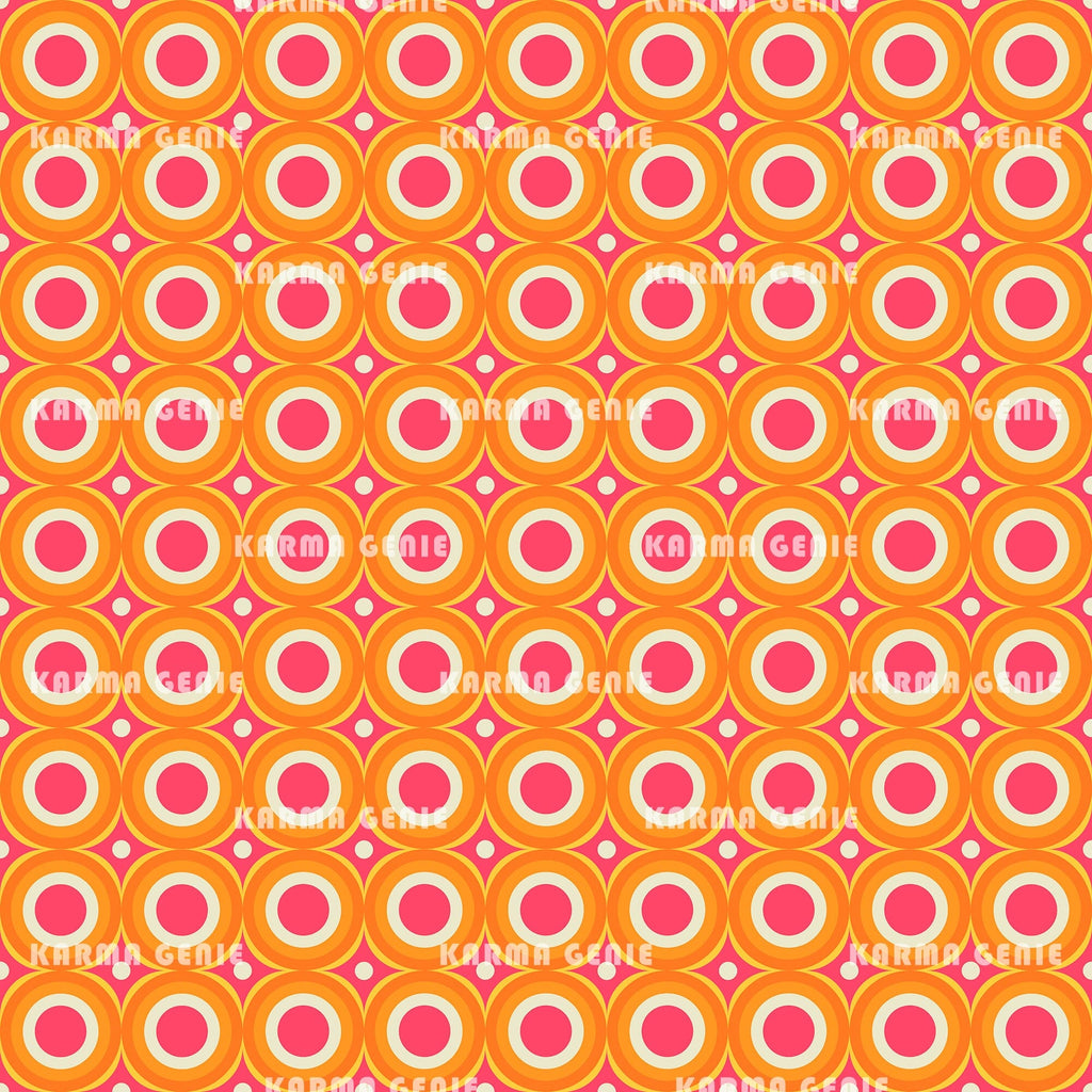 Retro Style Funky Mid Century Pink And Orange Pattern Digital Paper ...