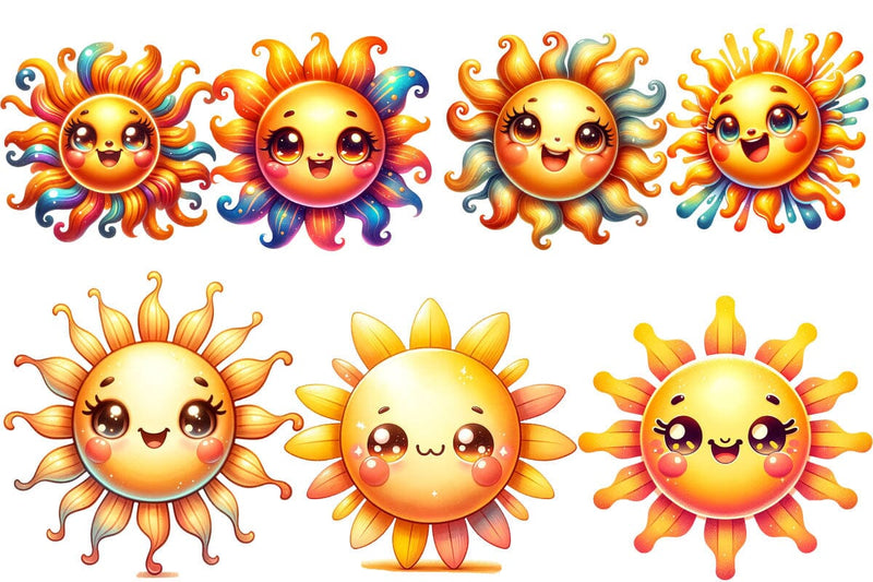 Retro Sun Character Bundle ,Illustrator Clipart,Quotes and Sayings,Food ...