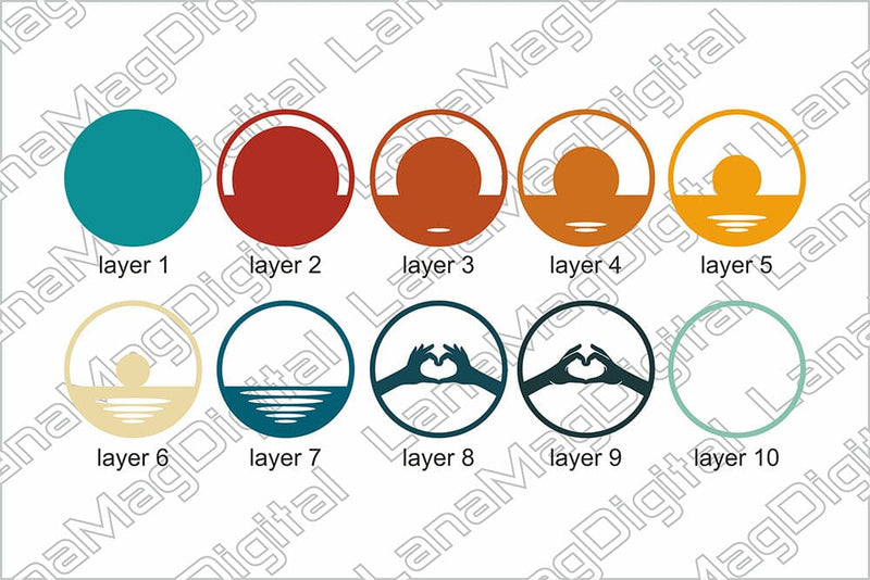 Retro sunset layered mandala svg Beach life layered sunset - So Fontsy