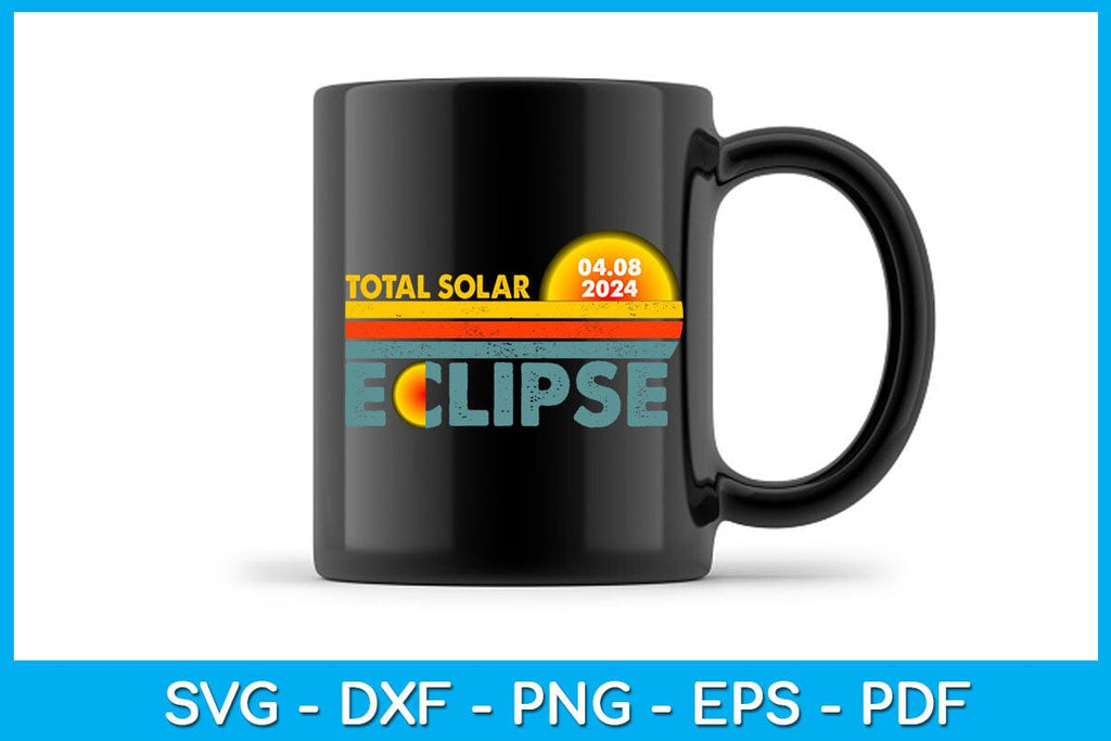 Retro Vintage Total Solar Eclipse SVG PNG PDF Cut File - So Fontsy