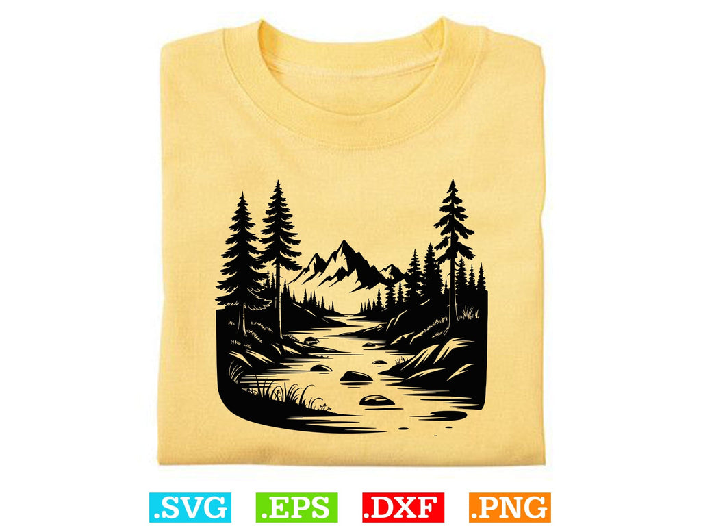 River Scene SVG Bundle, Mountain River Svg, Nature Landscape Dxf - So ...