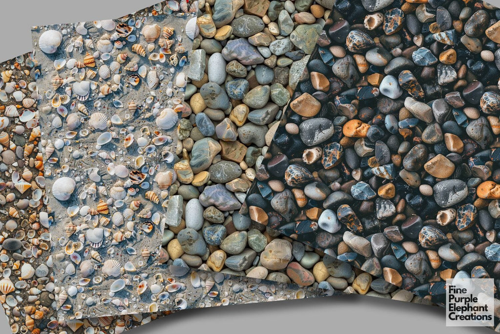 Rocky Shell Beach Texture Digital Paper - Hawaiian Summer Vacation - So ...