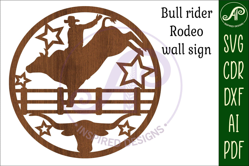 Rodeo bull rider sign svg laser cut file - So Fontsy