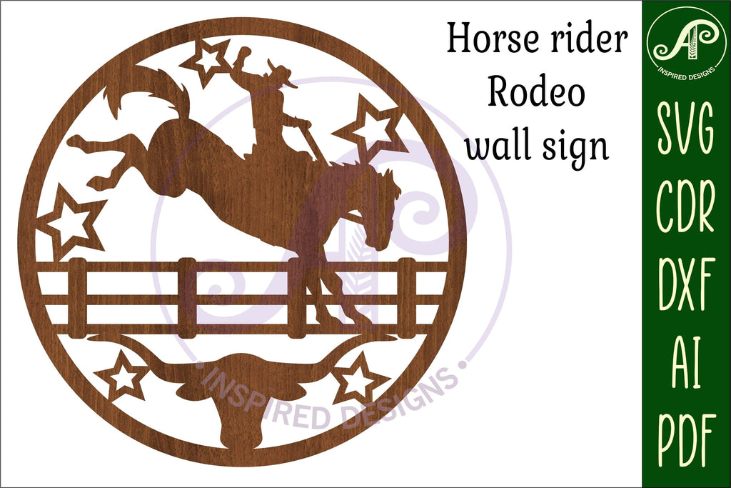 Rodeo horse rider sign svg laser cut file - So Fontsy