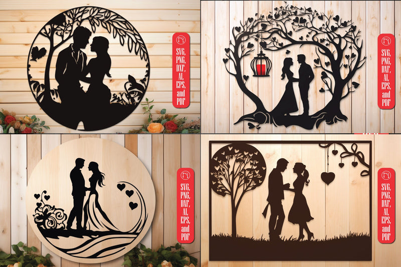 Romantic Couple Laser Cut SVG Bundle - So Fontsy