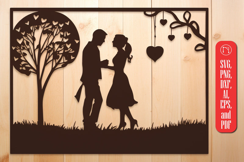 Romantic Couple Laser Cut SVG design - So Fontsy