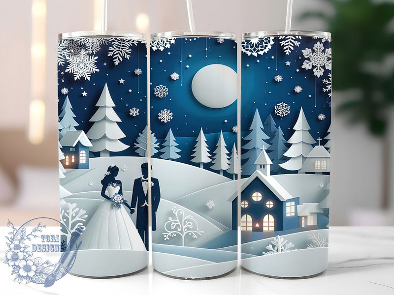 Romantic Winter Wedding Tumbler, Romantic Couple Sublimation Design ...