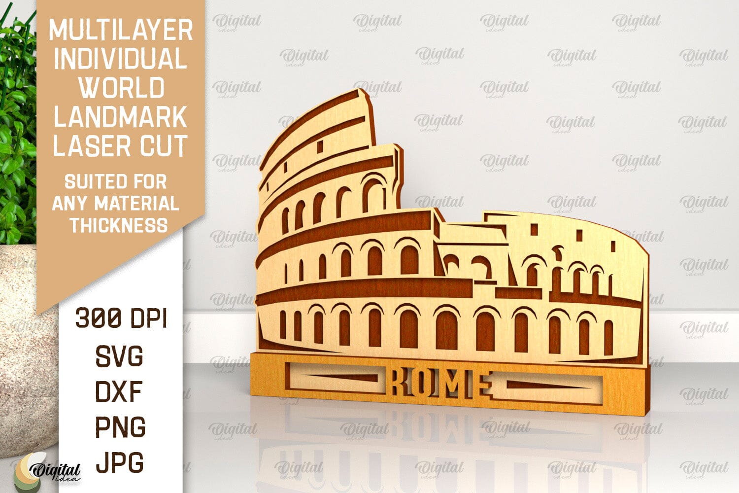 Rome Landmark Laser Cut. Multilayer Decor SVG - So Fontsy