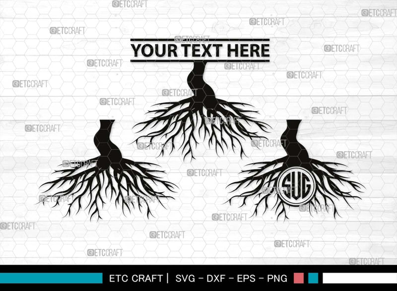 Roots Monogram, Roots Silhouette, Roots SVG, Tree Roots Svg, Family ...