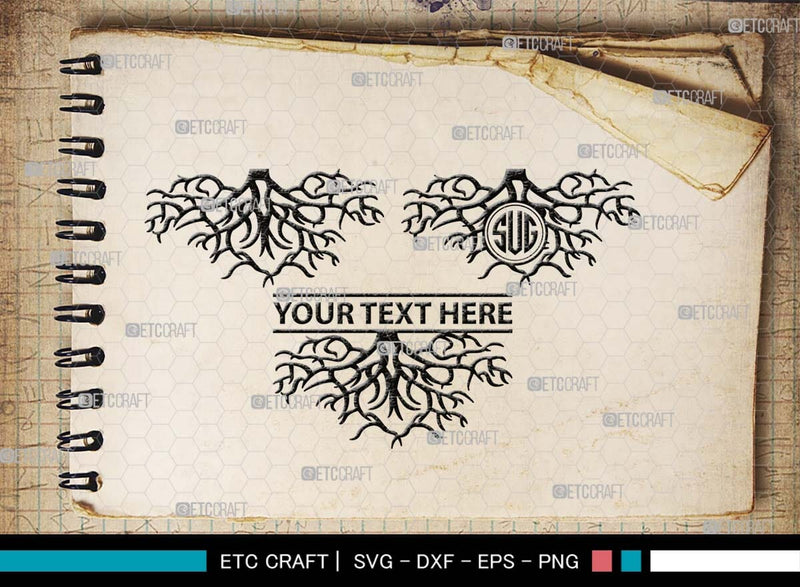 Roots Monogram, Roots Silhouette, Roots SVG, Tree Roots Svg, Family Tr ...