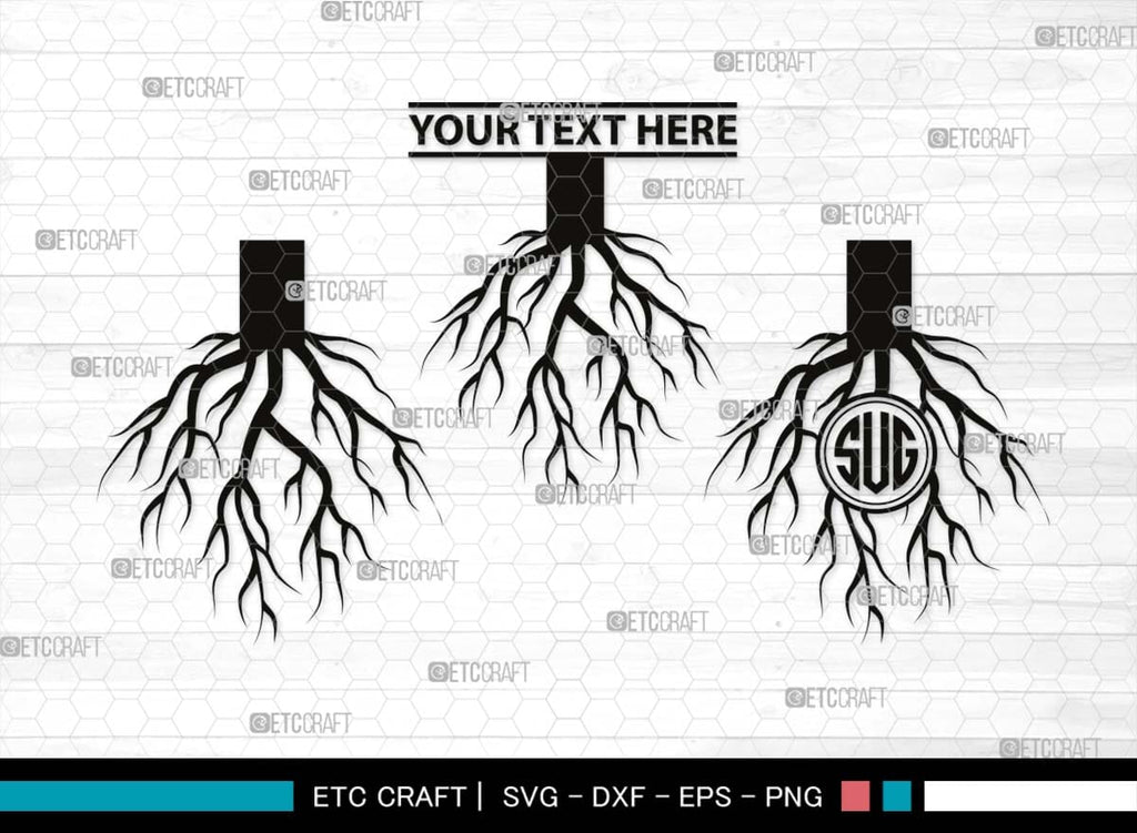 Roots Monogram, Roots Silhouette, Roots SVG, Tree Roots Svg, Family ...