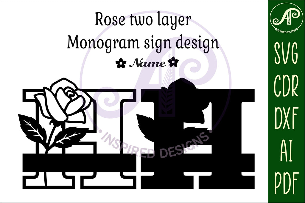 Rose Capital Monogram Letter H SVG - So Fontsy