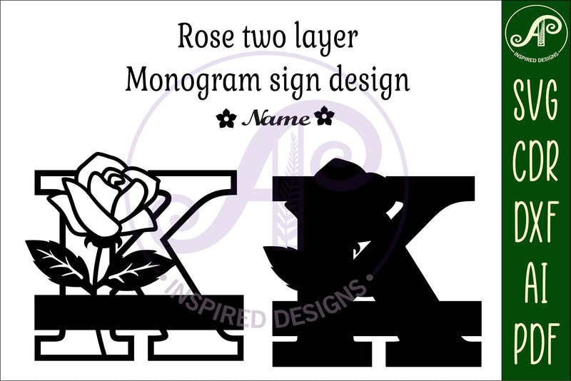 Rose Capital Monogram Letter K SVG - So Fontsy