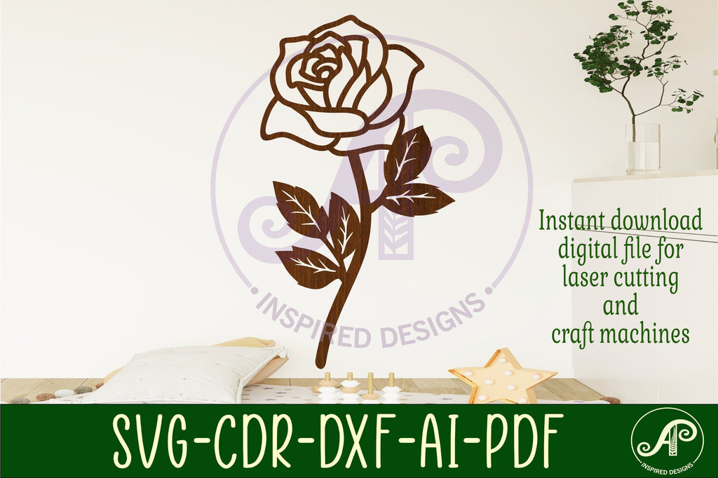 Rose flower cut out wall sign laser cut file - So Fontsy
