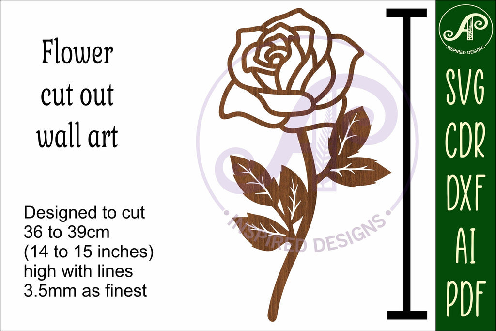 Rose flower cut out wall sign laser cut file - So Fontsy